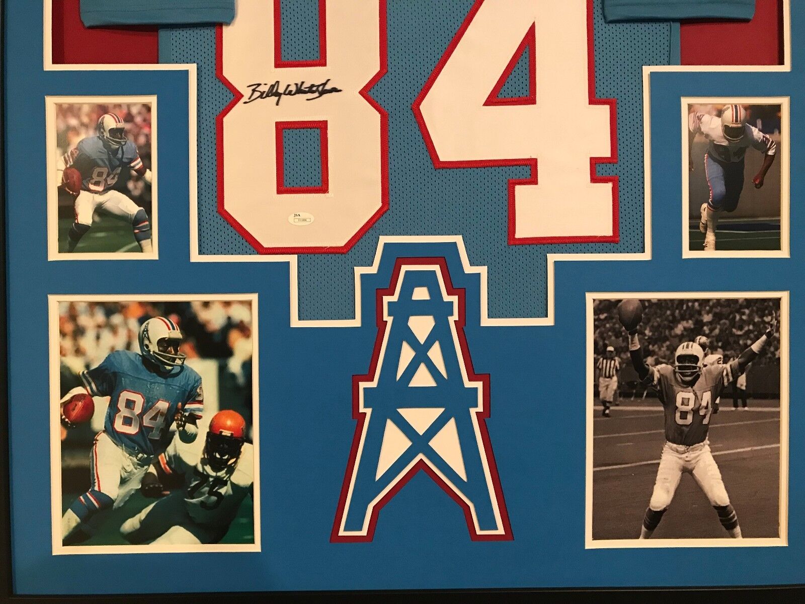 FRAMED BILLY JOHNSON AUTOGRAPHED SIGNED HOUSTON OILERS JERSEY JSA COA ...