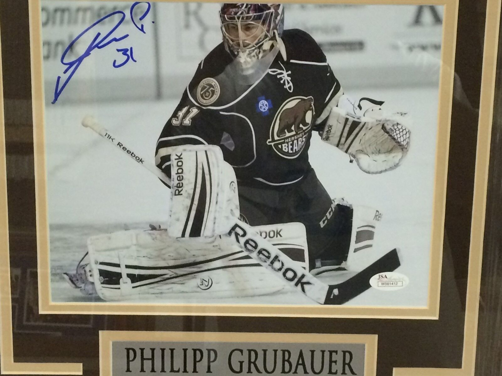 FRAMED SIGNED HERSHEY BEARS PHILIPP GRUBAUER 8×10 PHOTO JSA COA - Tennzone Sports Memorabilia