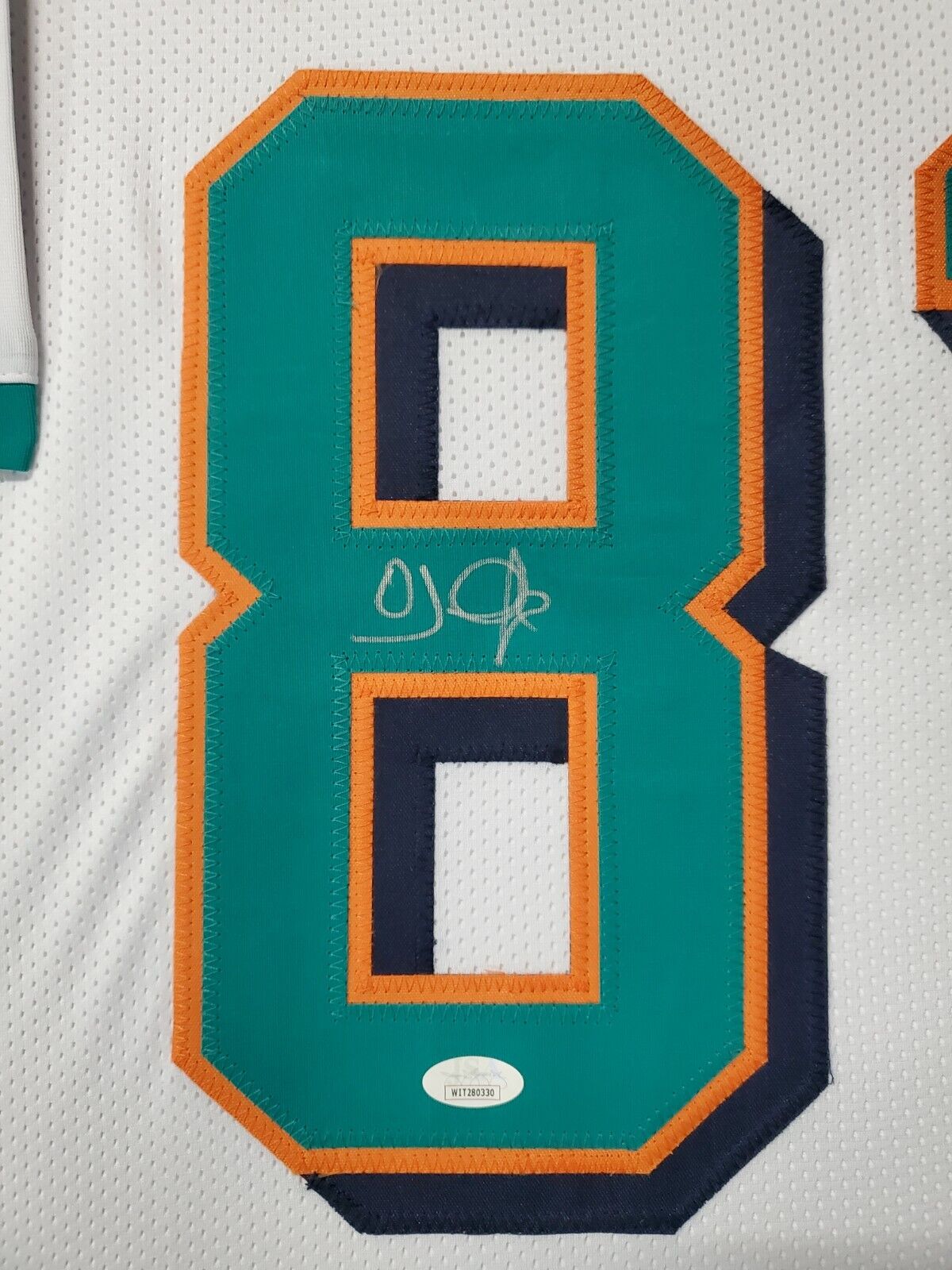 FRAMED MIAMI DOLPHINS OJ MCDUFFIE AUTOGRAPHED SIGNED JERSEY JSA COA ...