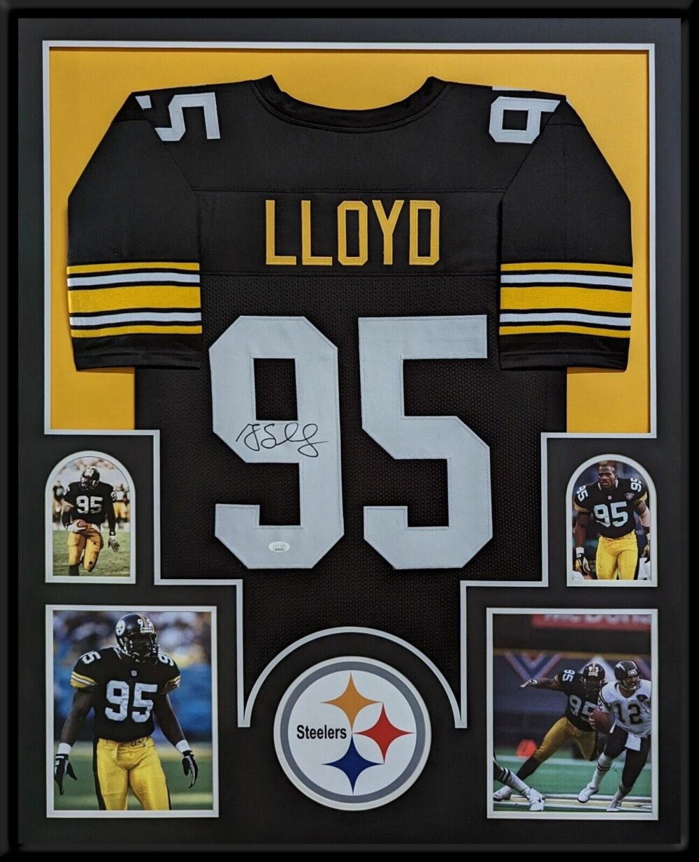 FRAMED PITTSBURGH STEELERS GREG LLOYD AUTOGRAPHED SIGNED JERSEY JSA COA ...