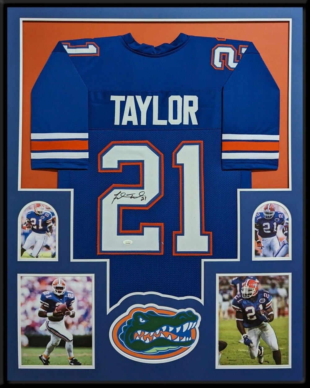 FRAMED FLORIDA GATORS FRED TAYLOR AUTOGRAPHED SIGNED JERSEY JSA COA ...