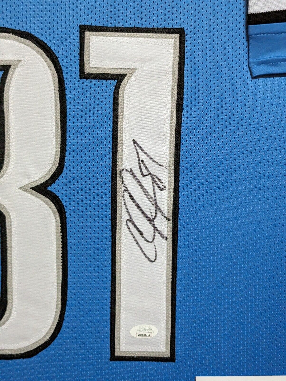 FRAMED DETROIT LIONS CALVIN JOHNSON AUTOGRAPHED SIGNED JERSEY JSA COA ...