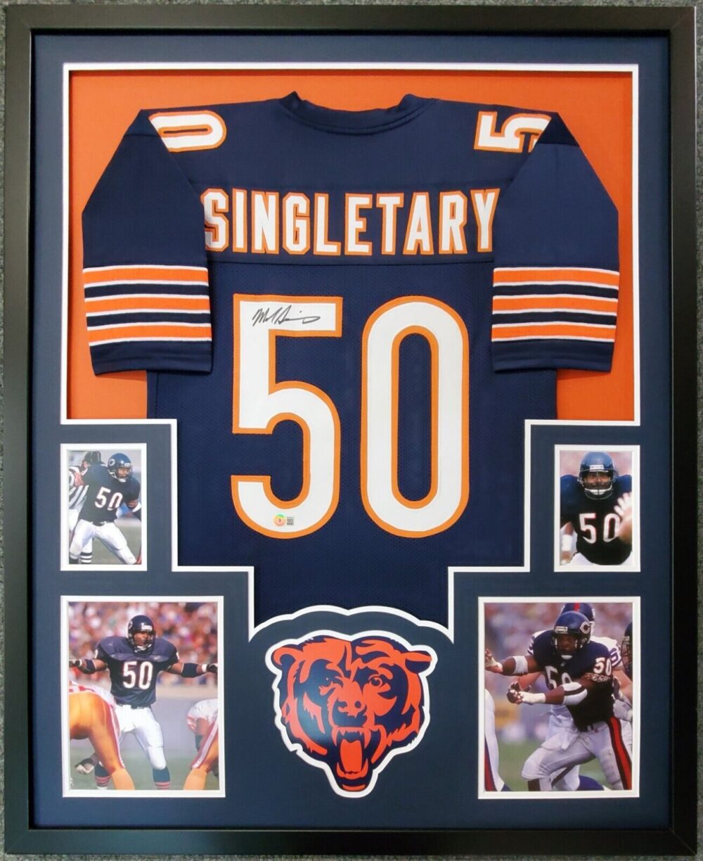 FRAMED MIKE SINGLETARY AUTOGRAPHED SIGNED CHICAGO BEARS JERSEY BAS HOLO ...